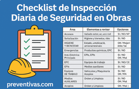 Checklist de Inspección Diaria de Seguridad en Obras | Plantilla